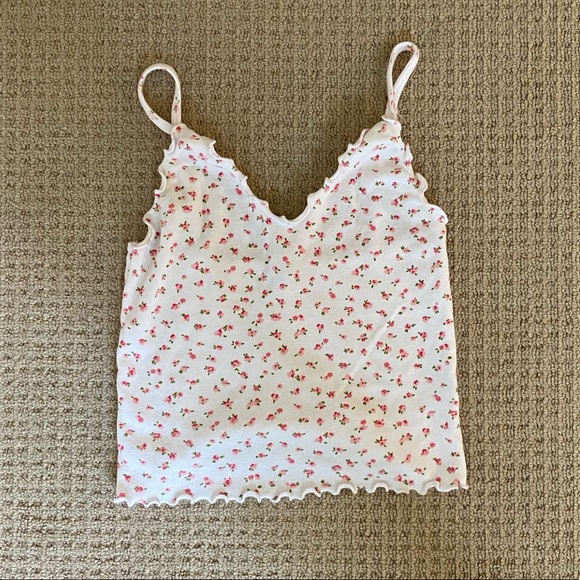 Brandy Melville | Tops | Brandy Melville White Tank With Pink Flowers ...
